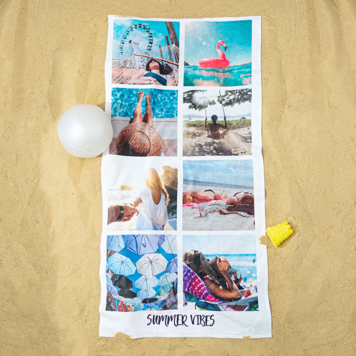 Personaliseerbare handdoek met 8 foto’s en tekst